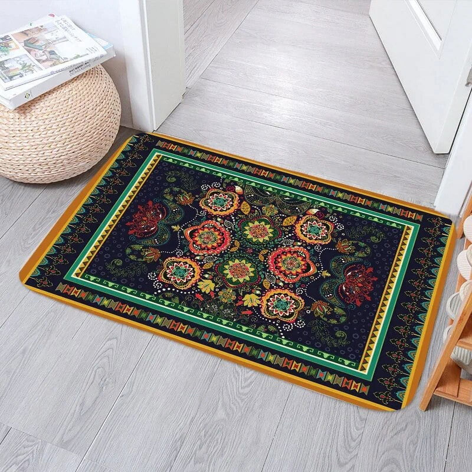 Boho Persian Rug Pattern Kitchen Bath Entrance Door Mat Seude Velvet ...