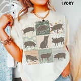 Boho Pigs Shirt Retro Farmhouse Floral Pig Tee Cottagecore Aesthetic ...