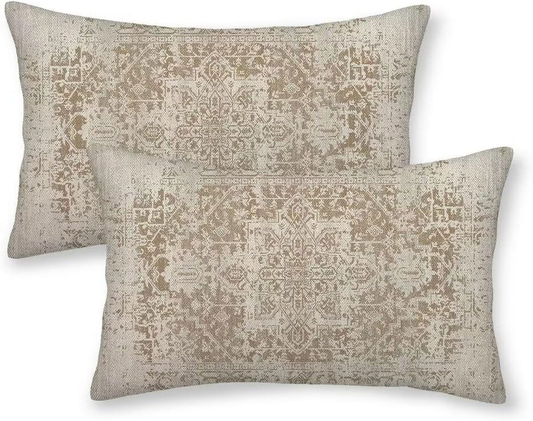 Boho Pillow Covers 12x20 Set of 2, Brown Beige Carpet Pattern Outdoor ...