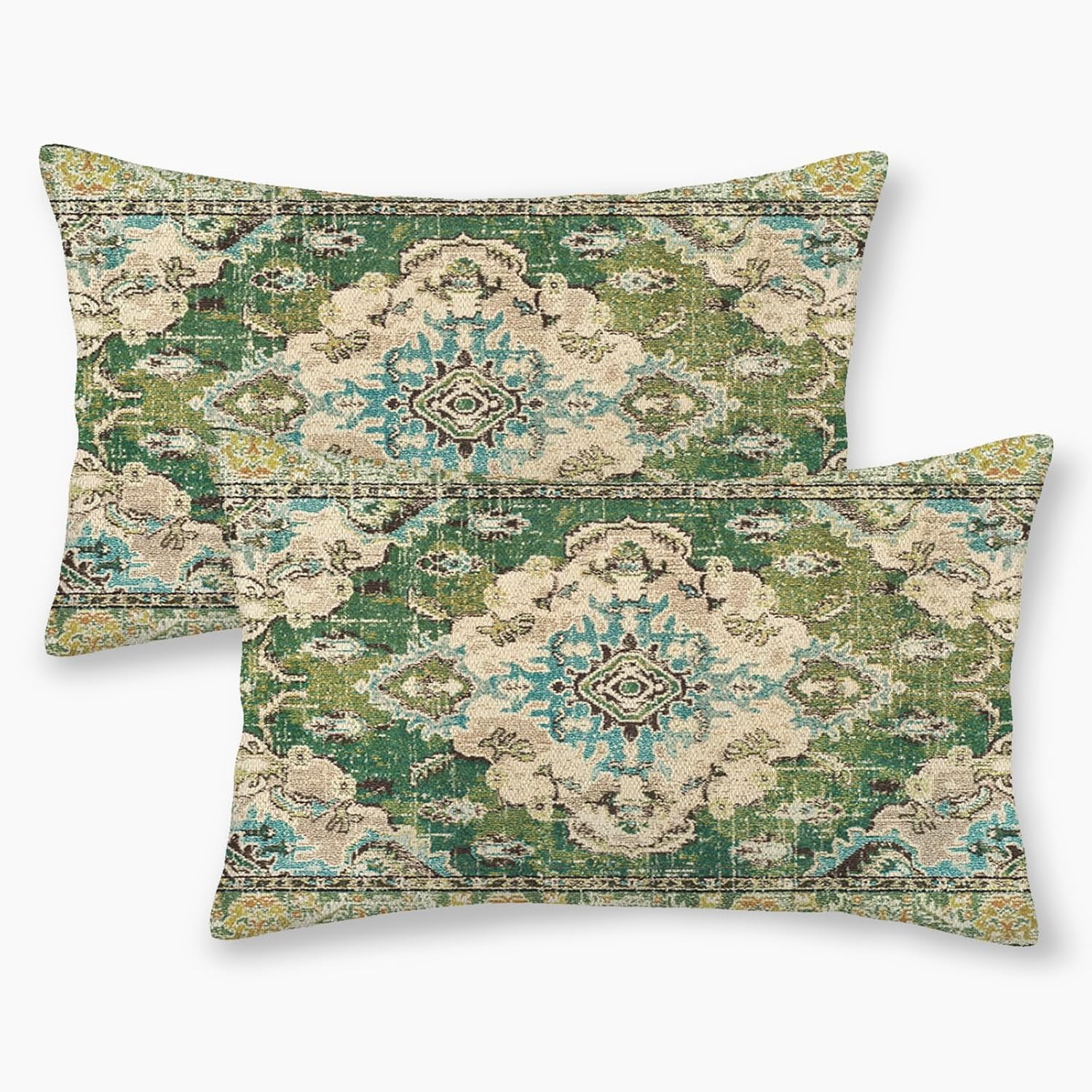 Boho Pillow Covers 12x20 Set of 2 Sage Green Vintage Carpet Throw ...