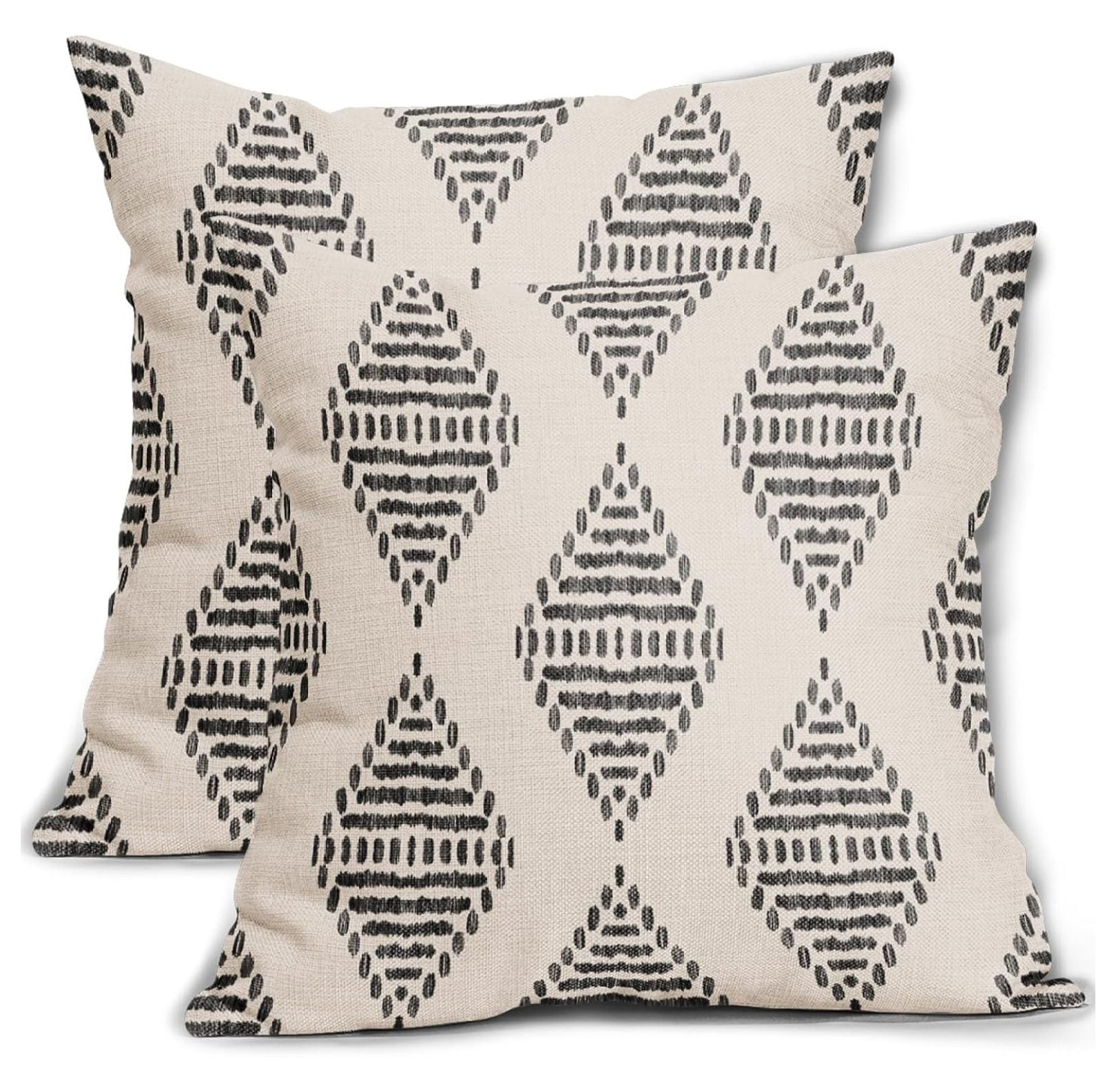 Boho Pillow Covers 16x16 Set of 2 Bohemian Black Modern Geometric Print ...