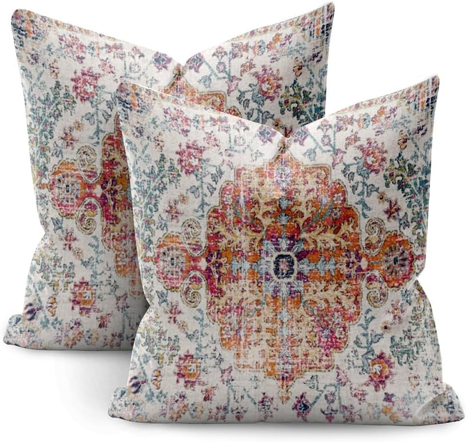 Boho Pillow Covers 18x18 Set of 2,Bohemian Throw Pillow Covers Orange ...