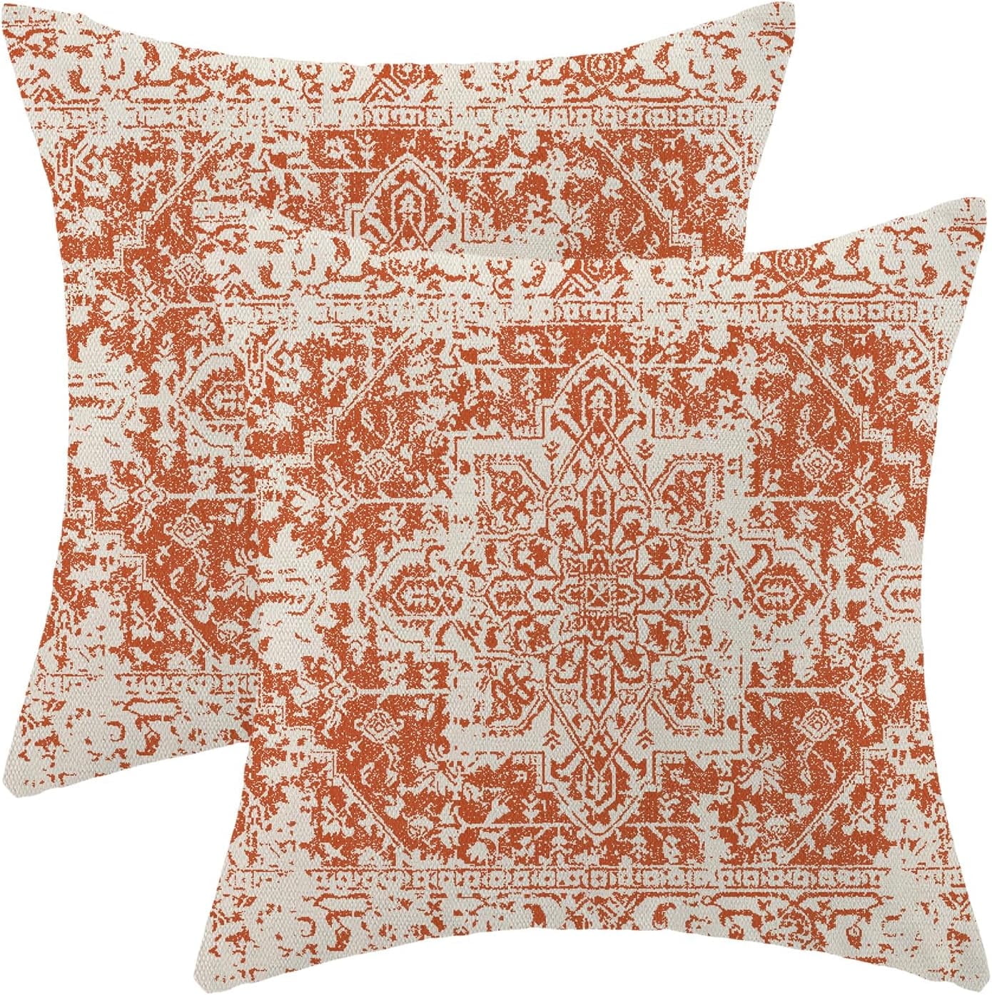 BOHO PILLOW COVERS, Linen Throw Pillow Covers, 18x18, Orange Carpet ...