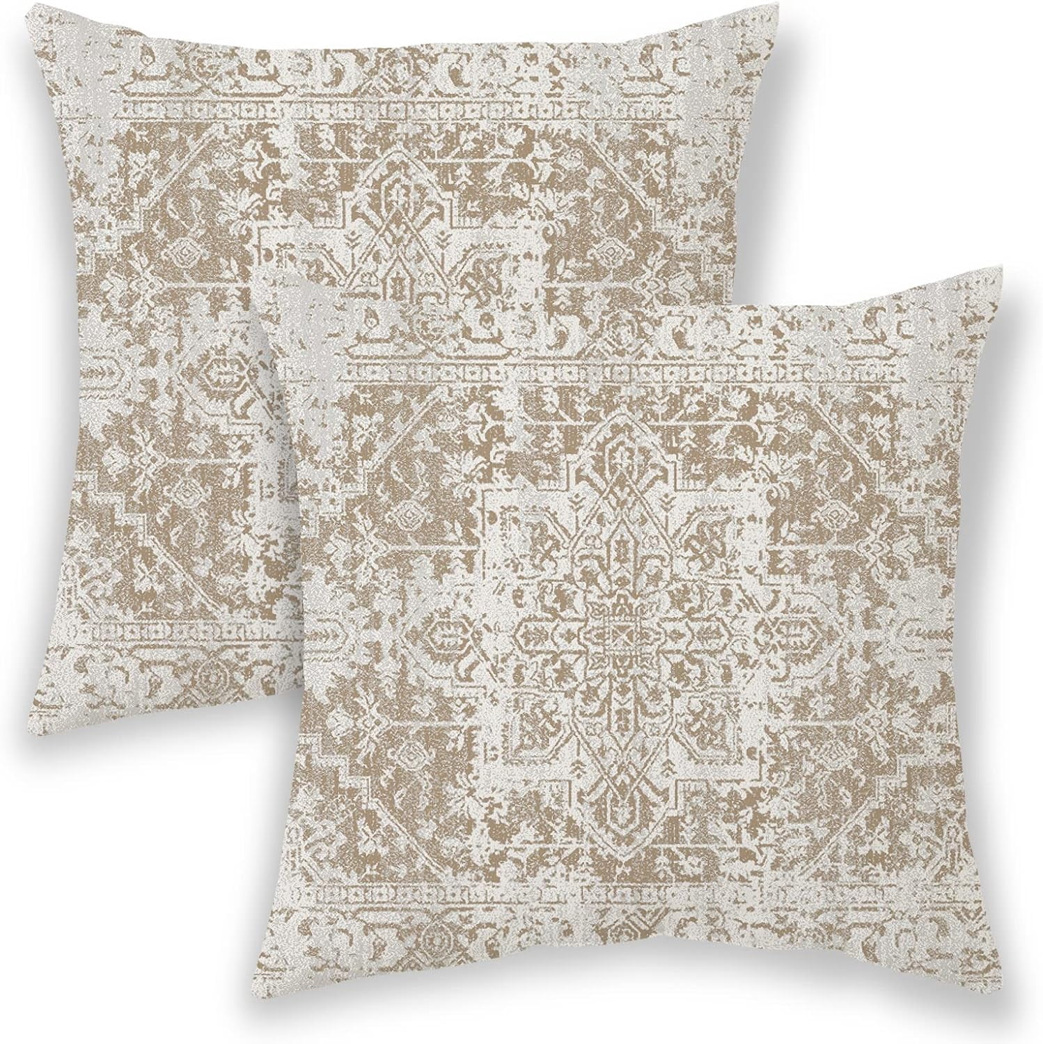 Boho Pillow Covers 20x20, Brown Beige Ethnic Design Outdoor Decorative ...