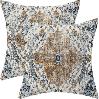 Burnt Orange Blue Boho Pillow Covers 18x18 Set of 2, Ethnic Design ...