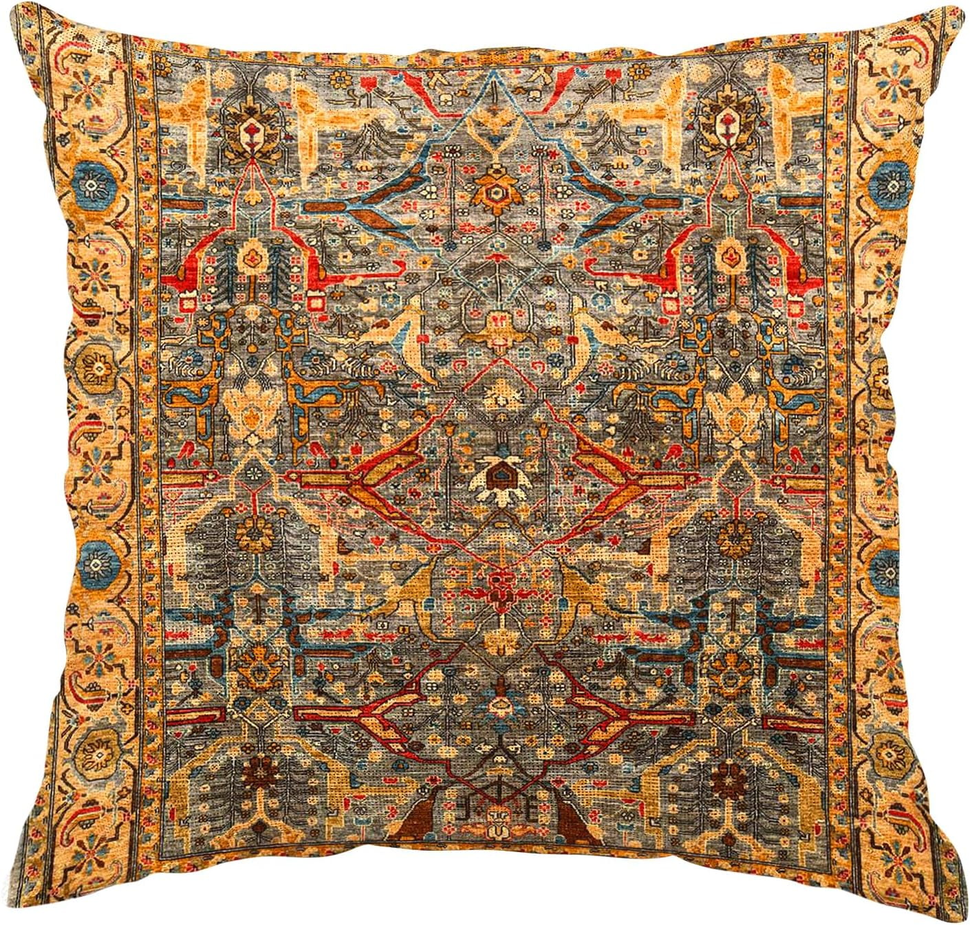 Boho Pillow Covers 20x20, Orange Ethnic Design Outdoor Decorative Throw ...