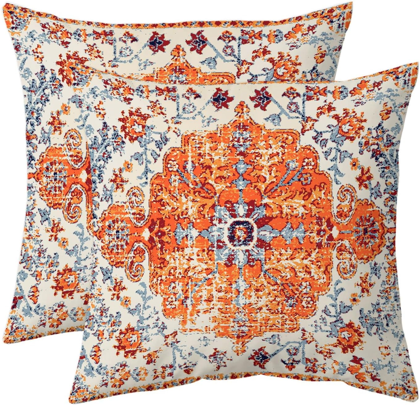 Boho Pillows Covers 18x18 Inch Set of 2 Bohemian Vintage Rust Carpet ...