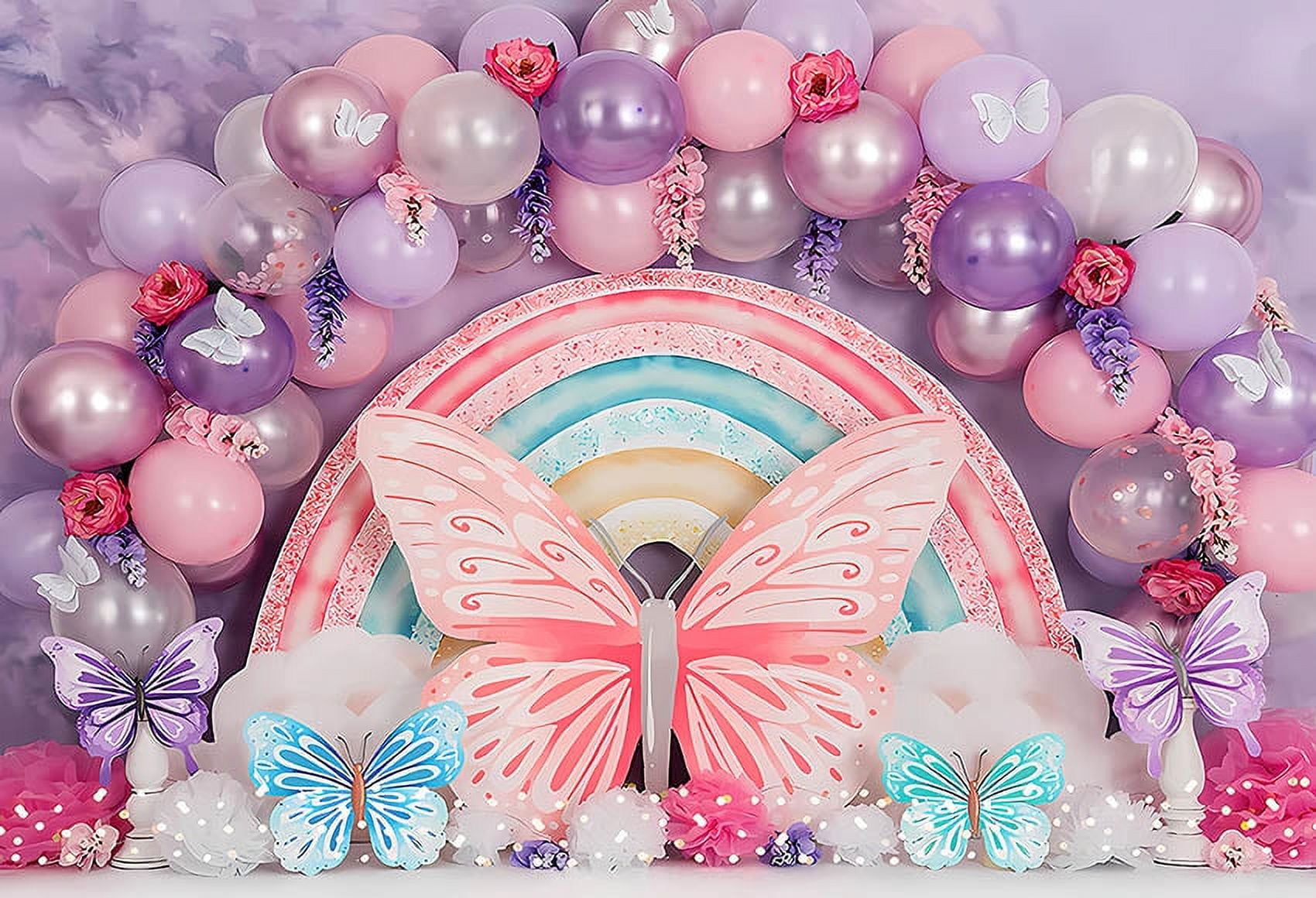 Boho Pink Balloon Floral Girl Boy 1st Birthday Party Cake Smash ration ...
