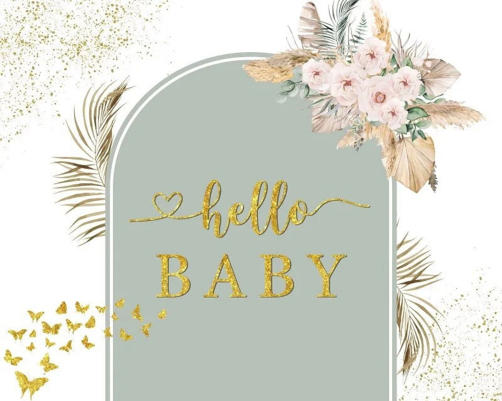 Boho Pink Floral Baby Shower Party Backdrop Bohemian Pampas Grass Arch ...