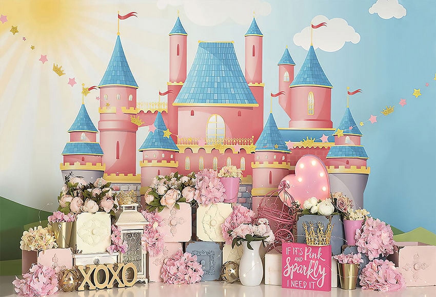 Boho Pink Floral Balloon Boy Girl Birthday Party Cake Smash Portrait r ...