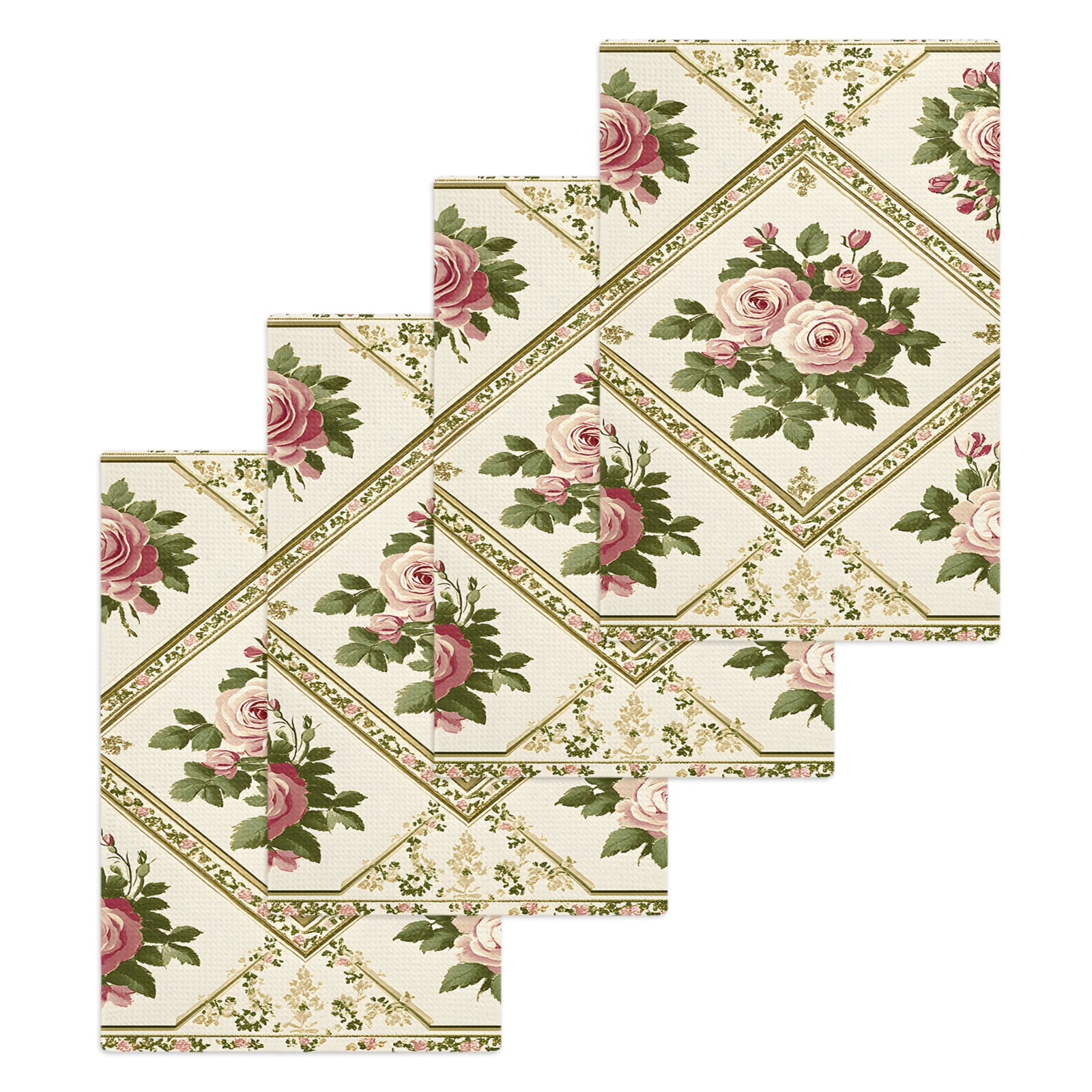 Boho Pink Floral Kitchen Dish Towels for Drying Dishes Set of 4, Spring ...