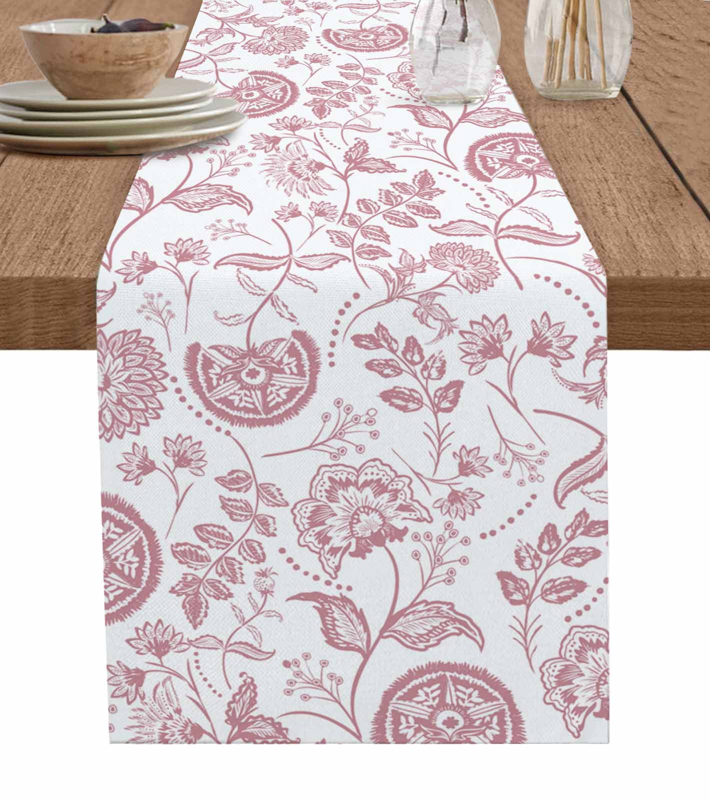 Boho Pink Floral Table Runner 36 Inches, Vintage Farmhouse Paisley ...