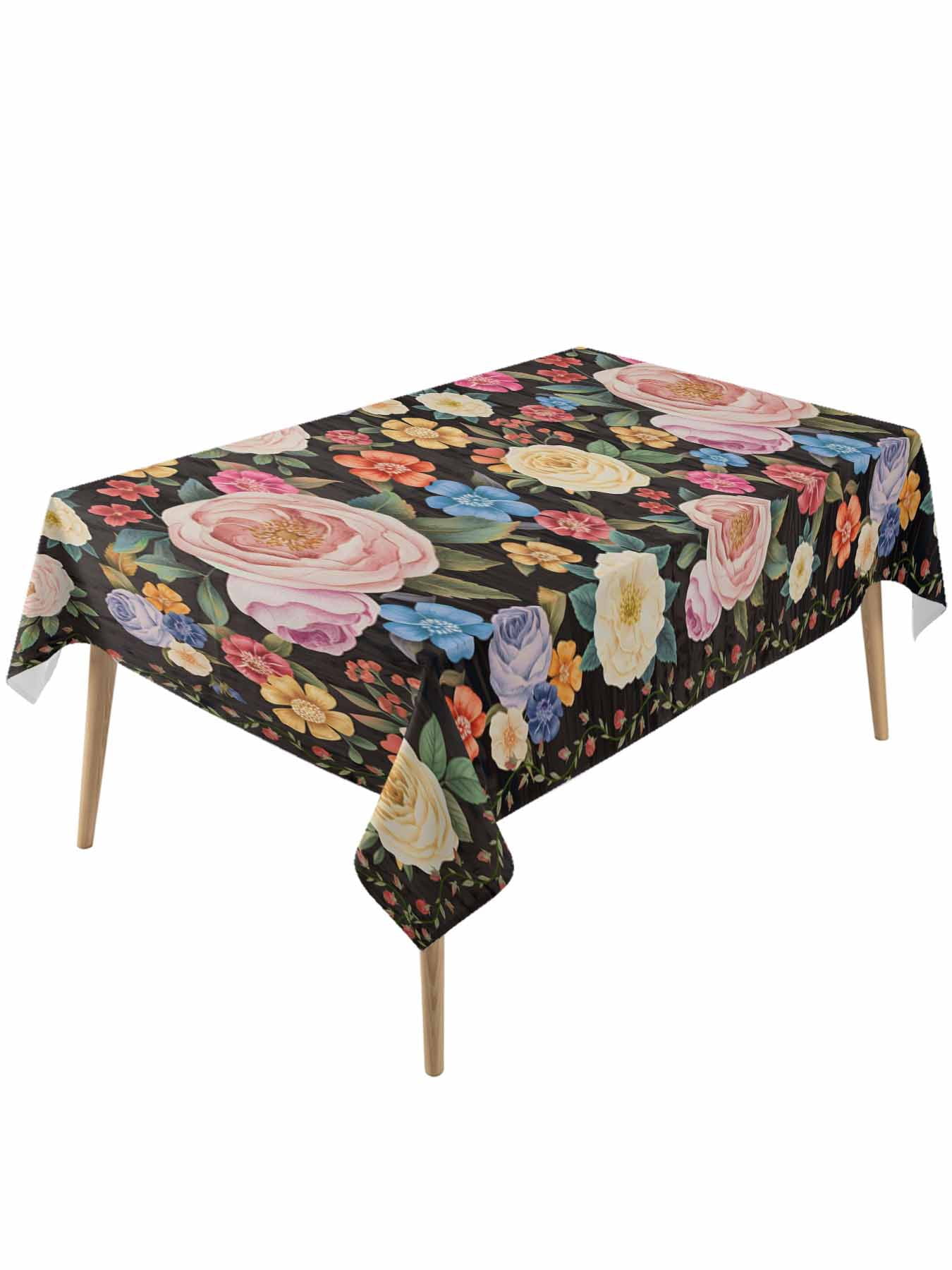 Boho Pink Flower Table Cloth, Waterproof Tablecloth for Rectangle ...