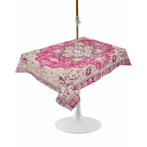 Boho Pink Rectangle Outdoor Tablecloth, Waterproof Table Cloth Cover ...