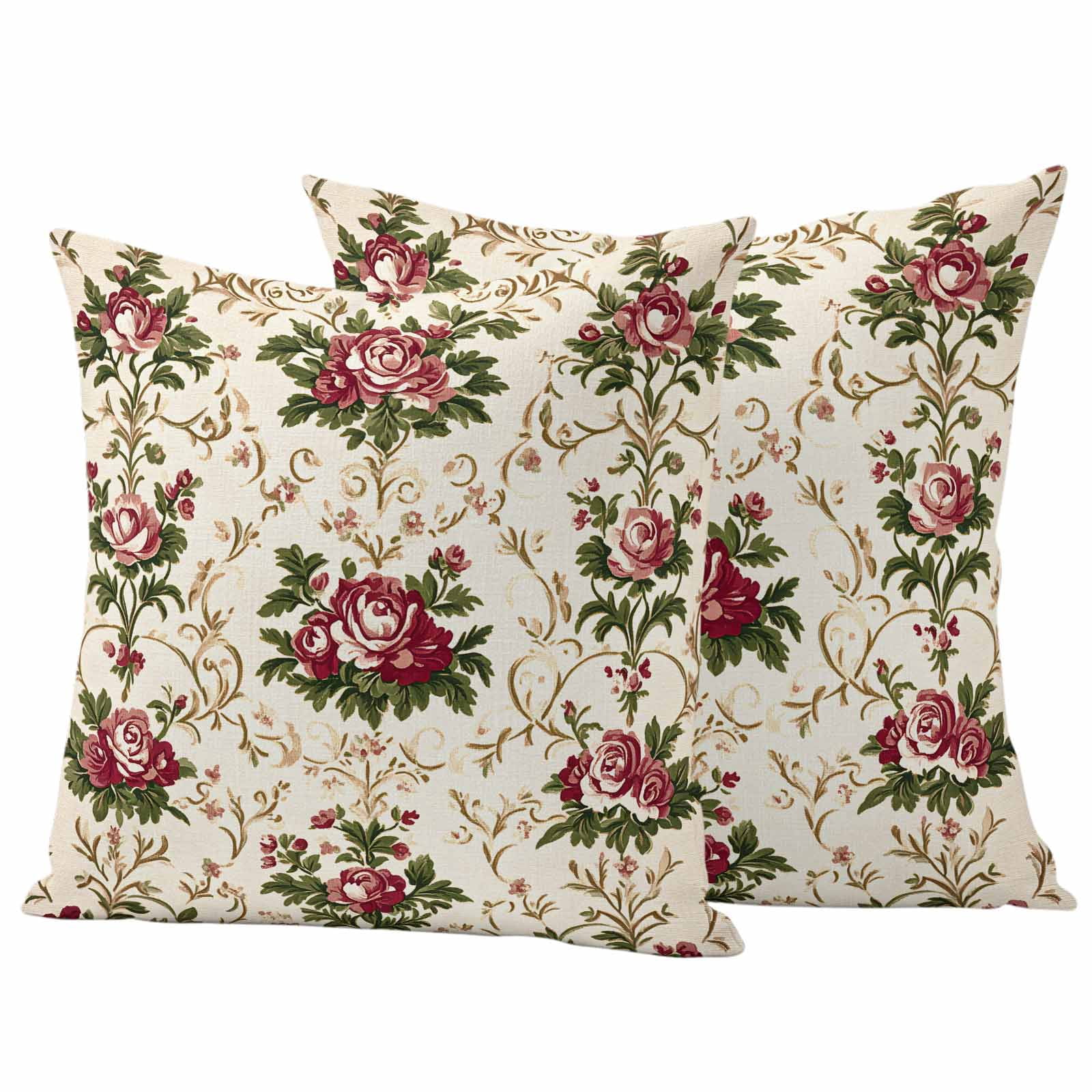 Boho Pink Red Floral Outdoor Pillow Covers 20"x20" Set of 2,Waterproof ...