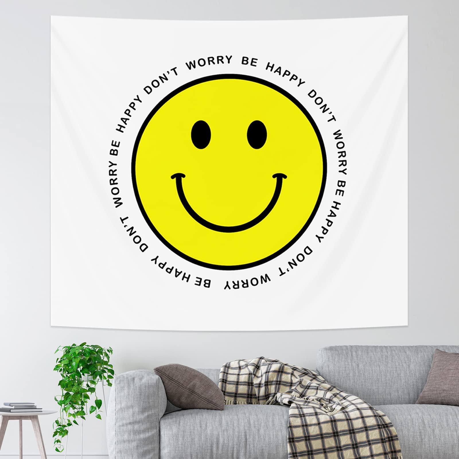 Boho Pink Smiley Face Tapestry Funny Cute Aesthetic Tapestry Wall ...