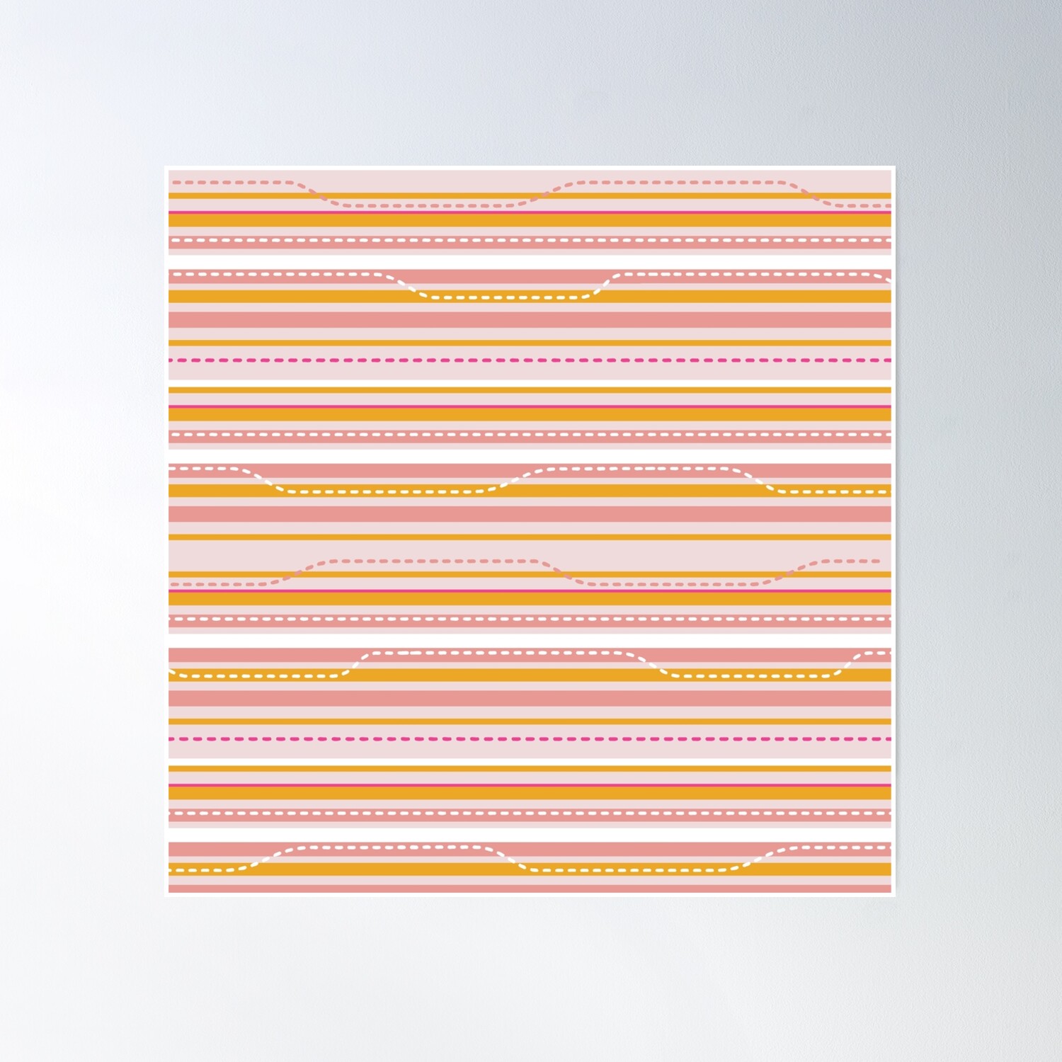 Boho Pink Stitched Stripes Poster Wall Art, Modern Wall Decor, 30x30 ...