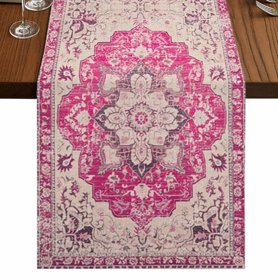 Boho Pink Table Runner 70 Inches Long,Middle Century Boho Geometric ...