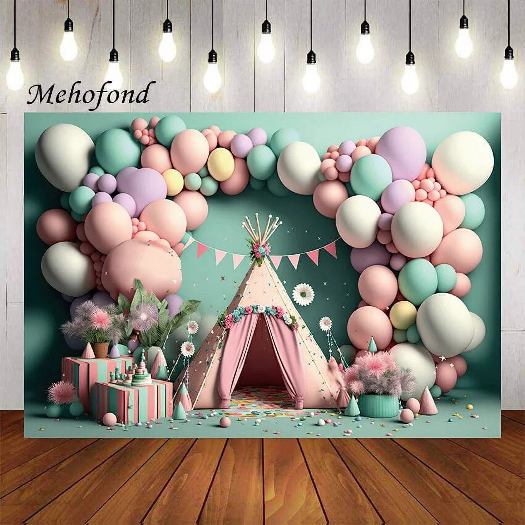 Boho Pink Tent Gift Balloon Kids Birthday Party Cake Smash Portrait r ...