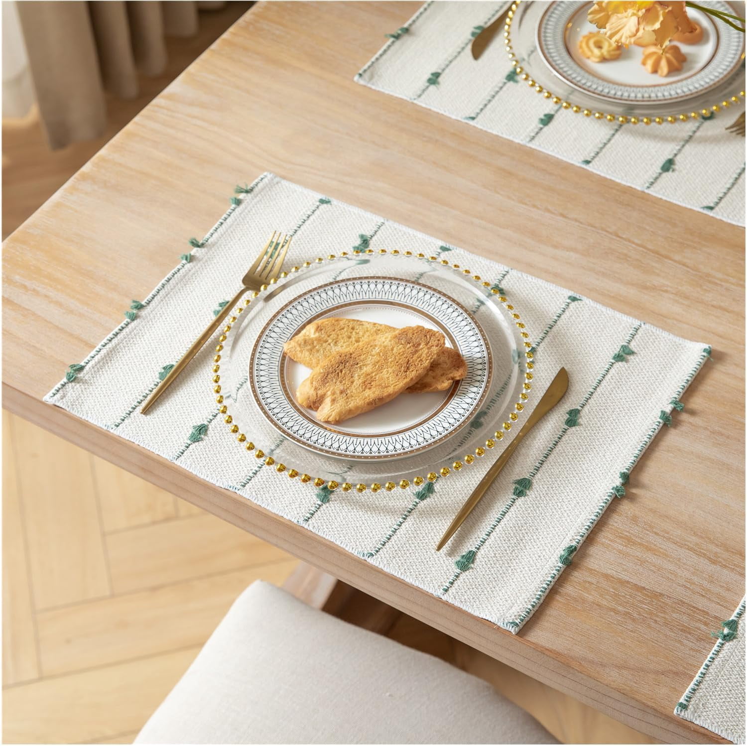 Boho Placemats Set of 6 for Dining Table Decor, Woven Cloth Place Mats ...