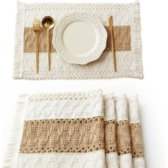 Boho Placemats Set of 4, Macrame Table Decor and Farmhouse Style ...