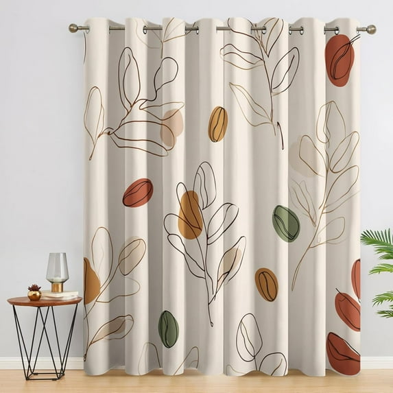 Boho Plant Curtains For Living Room, Vintage Abstract Pattern Design ...