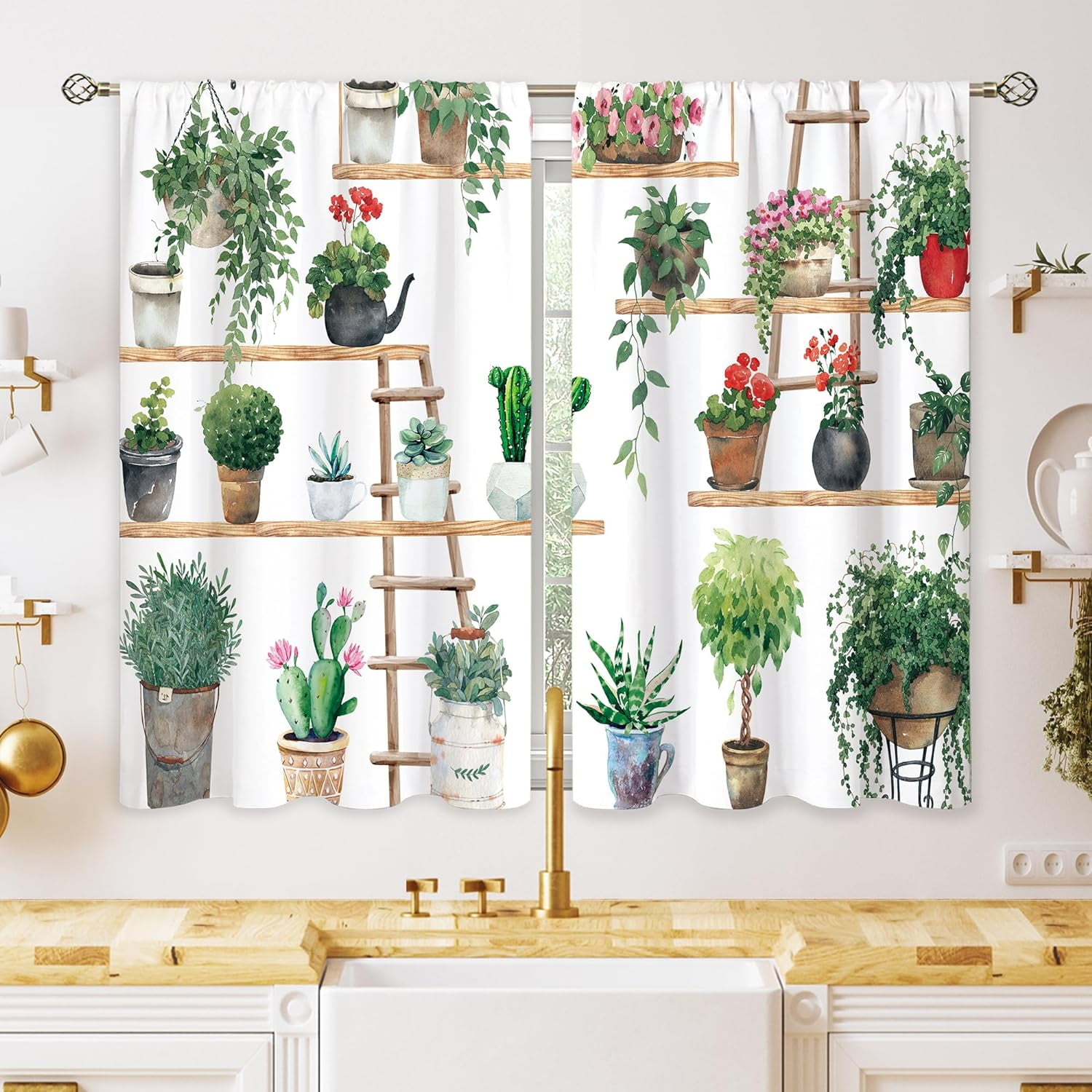 Customer reviews for Boho Plant Floral Kitchen Curtains, Flower Plant ...