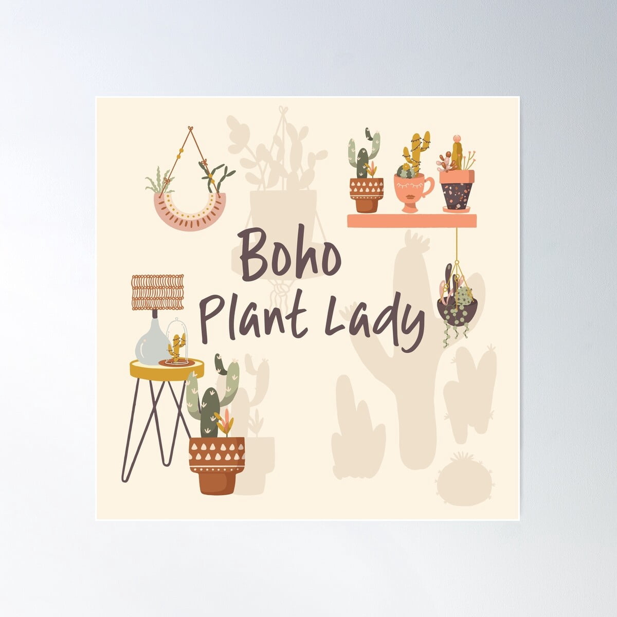 Boho Plant Lady Poster Wall Art, Modern Wall Decor For Living Room ...