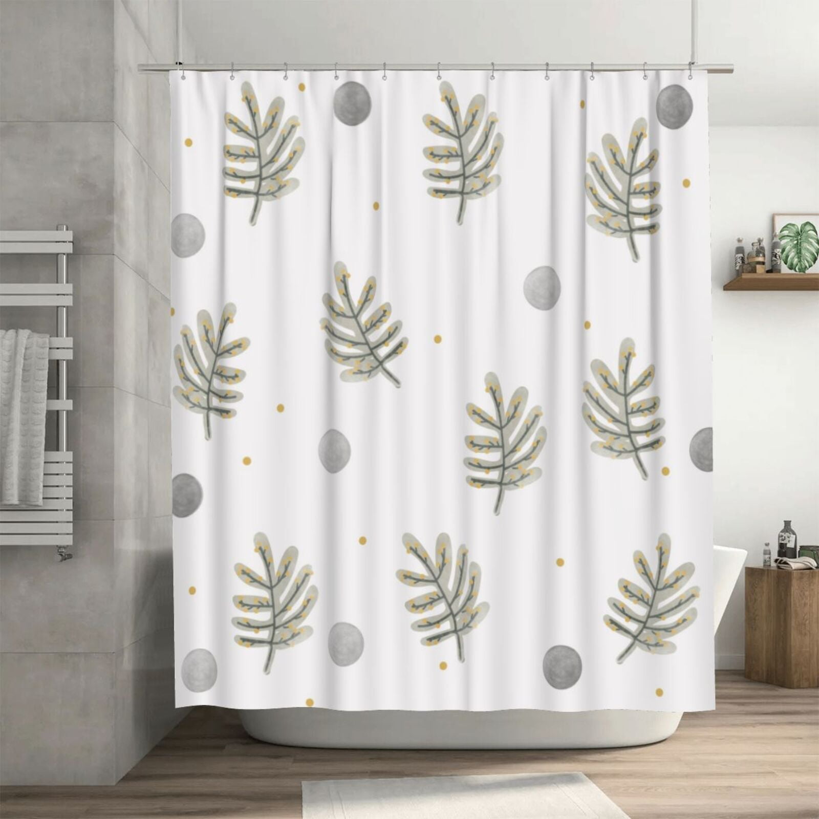 Boho Plants Style Pattern Shower Curtain, Bohemian Waterproof Bath Curtains for Bathroom ...