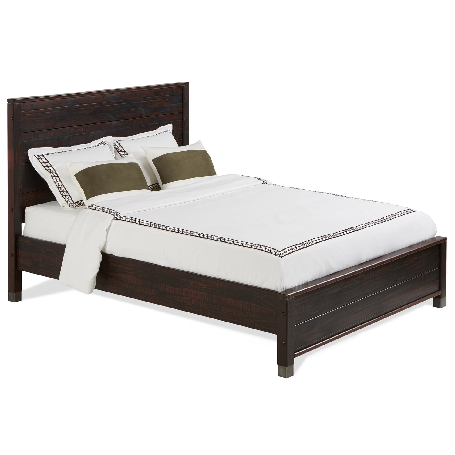 Boho Platform Bed - Rustic Wood Bed Frame, Queen Size, No Box Spring ...