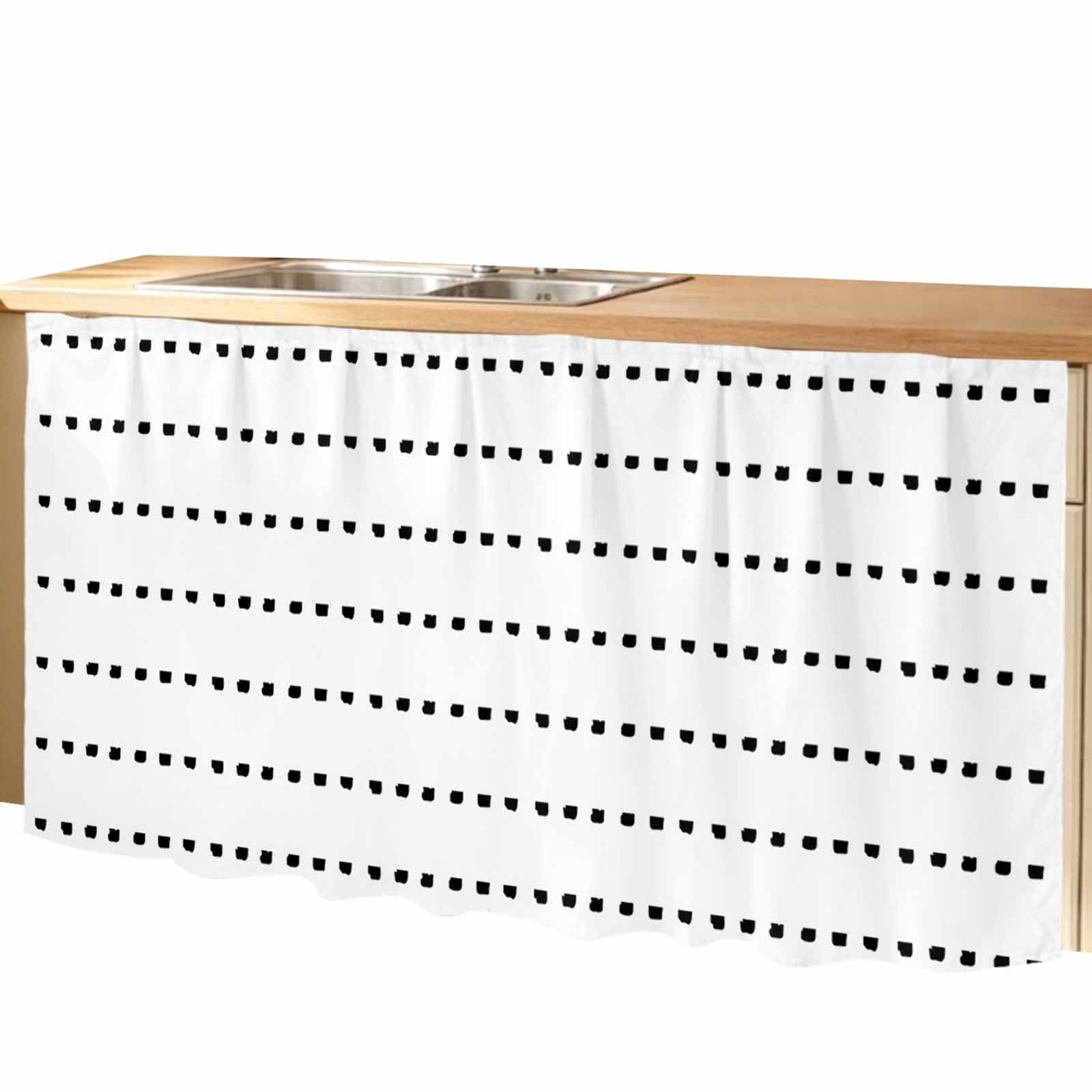 Boho Polka Cabinet Curtains Dot Stripes Geometric Black White Sink ...