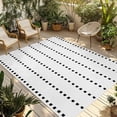 Boho Polka Outdoor Rug, Dot Stripes Geometric Black White Non-Slip Area ...