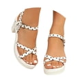 Boho Polka Print Buckle Ankle Strap Thick Heel Sandals Open Toe ...