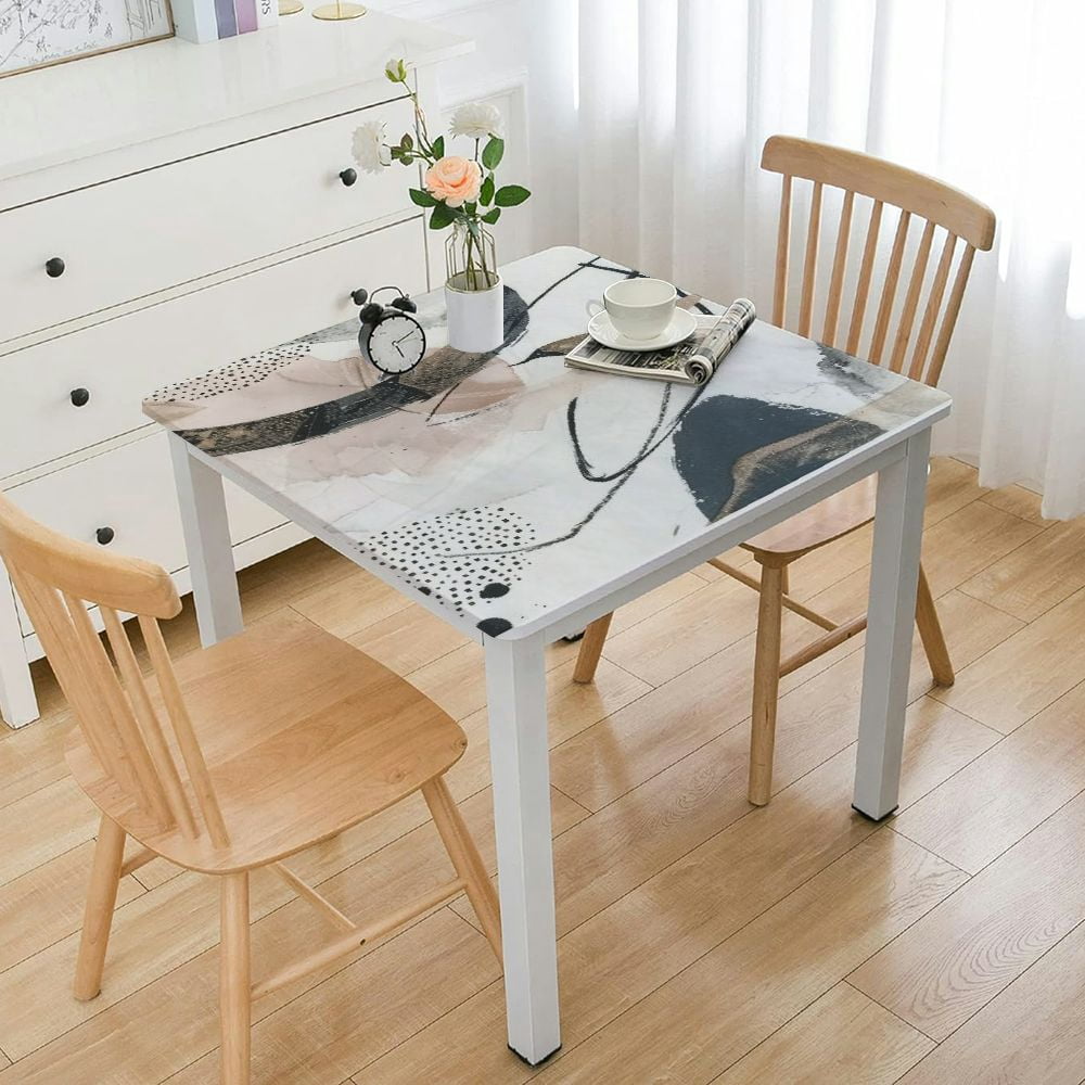 Boho Polyester Square Fitted Table Cloths, Flower Leaves Waterproof ...