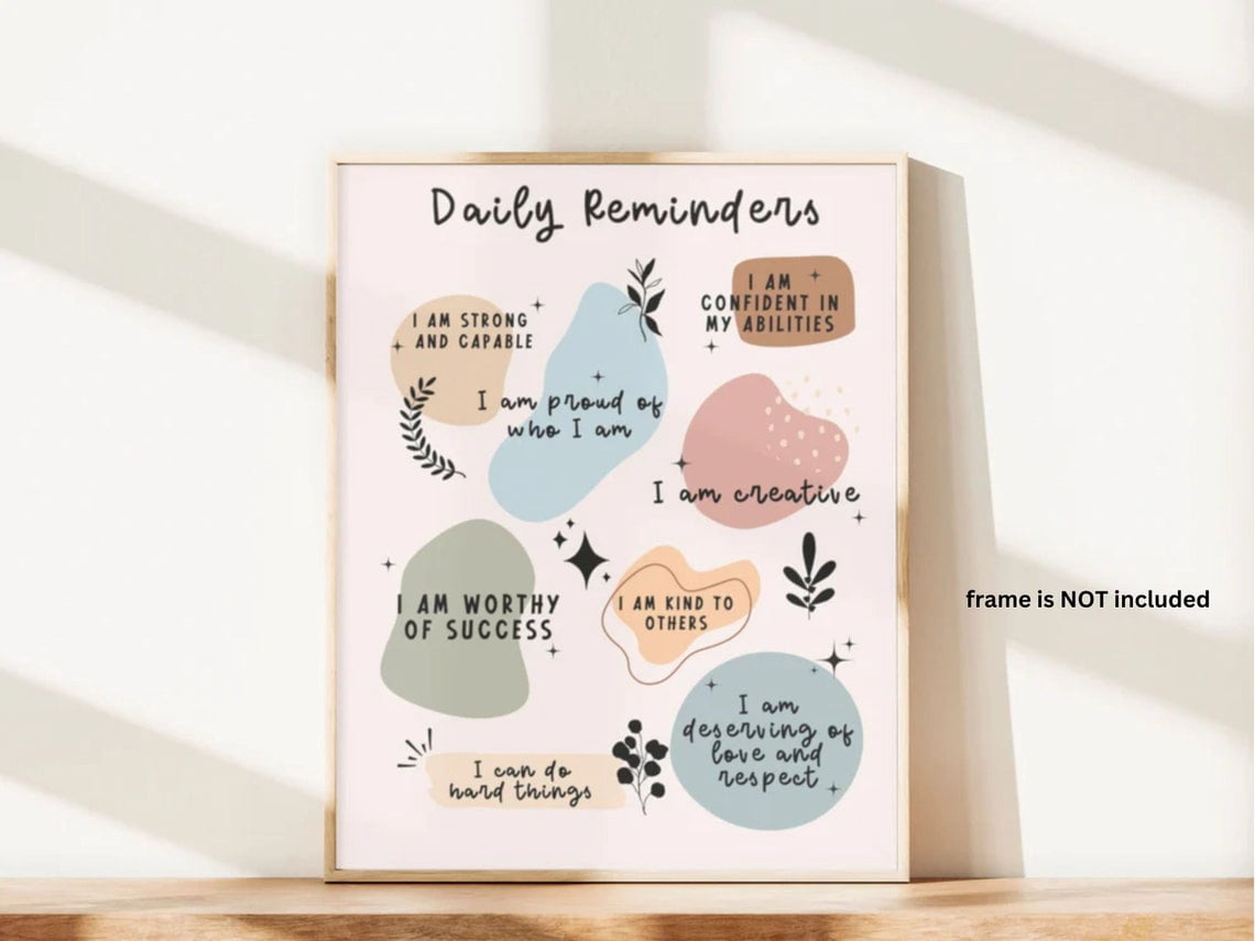 Boho Positive Affirmations Wall Art Print, Unframed Paper Poster ...