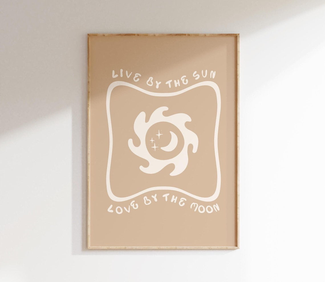 Boho Poster Beach Decor Print Retro Sun Wall Art Boho Neutral Beach ...