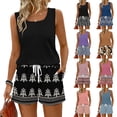 Boho Print 2-Piece Set for Women - Solid Square Neck Tank Top ...