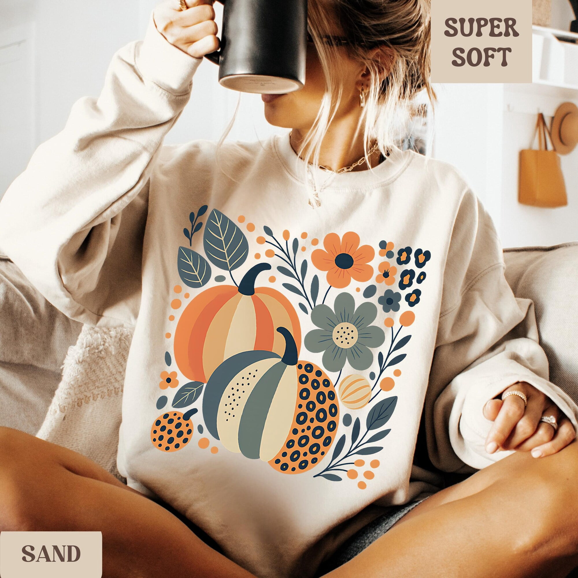 Boho Pumpkin Fall TShirt Cute Teacher Fall Crewneck Trendy Mom ...