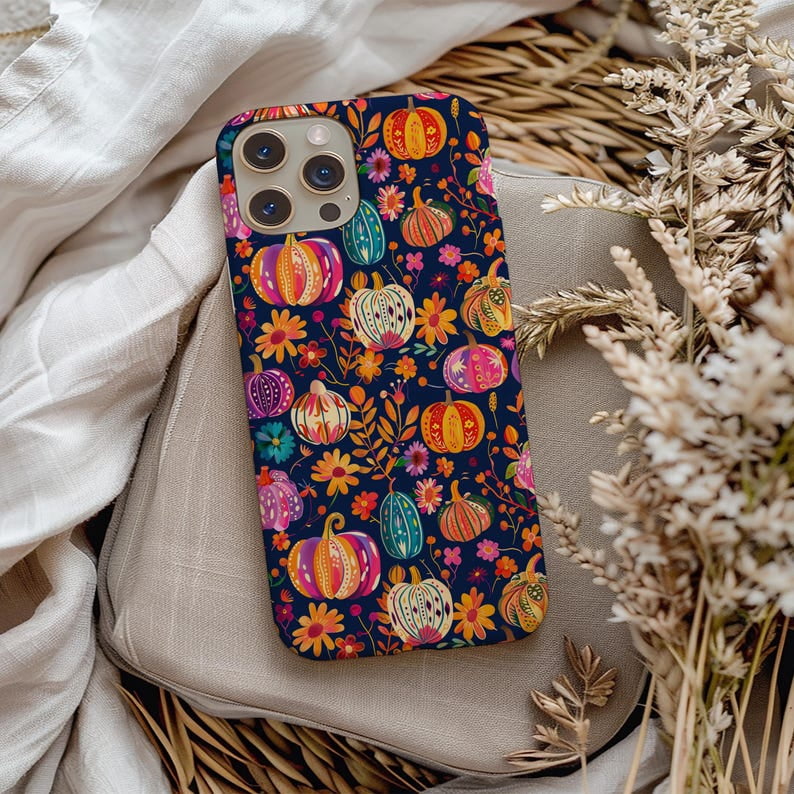 Boho Pumpkin Floral Autumn Cottagecore Phone Case for iPhone 11 12 13 ...