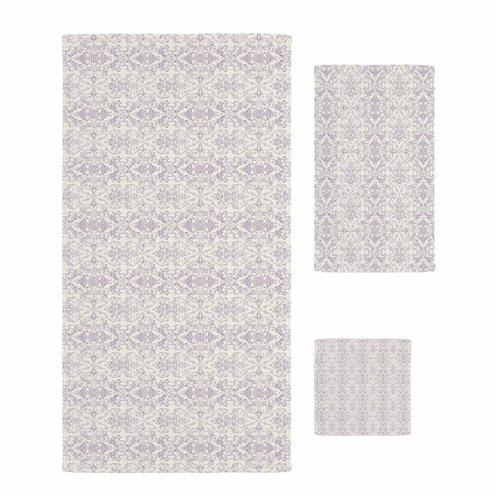 Boho Purple Pattern Towel Set of 3, Soft Microfiber Bath Towels, Hand ...