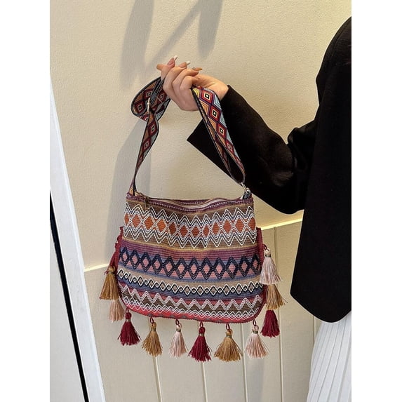 Boho Purses for Women, Large Capacity Korean Style Denim Tassel Casual ...