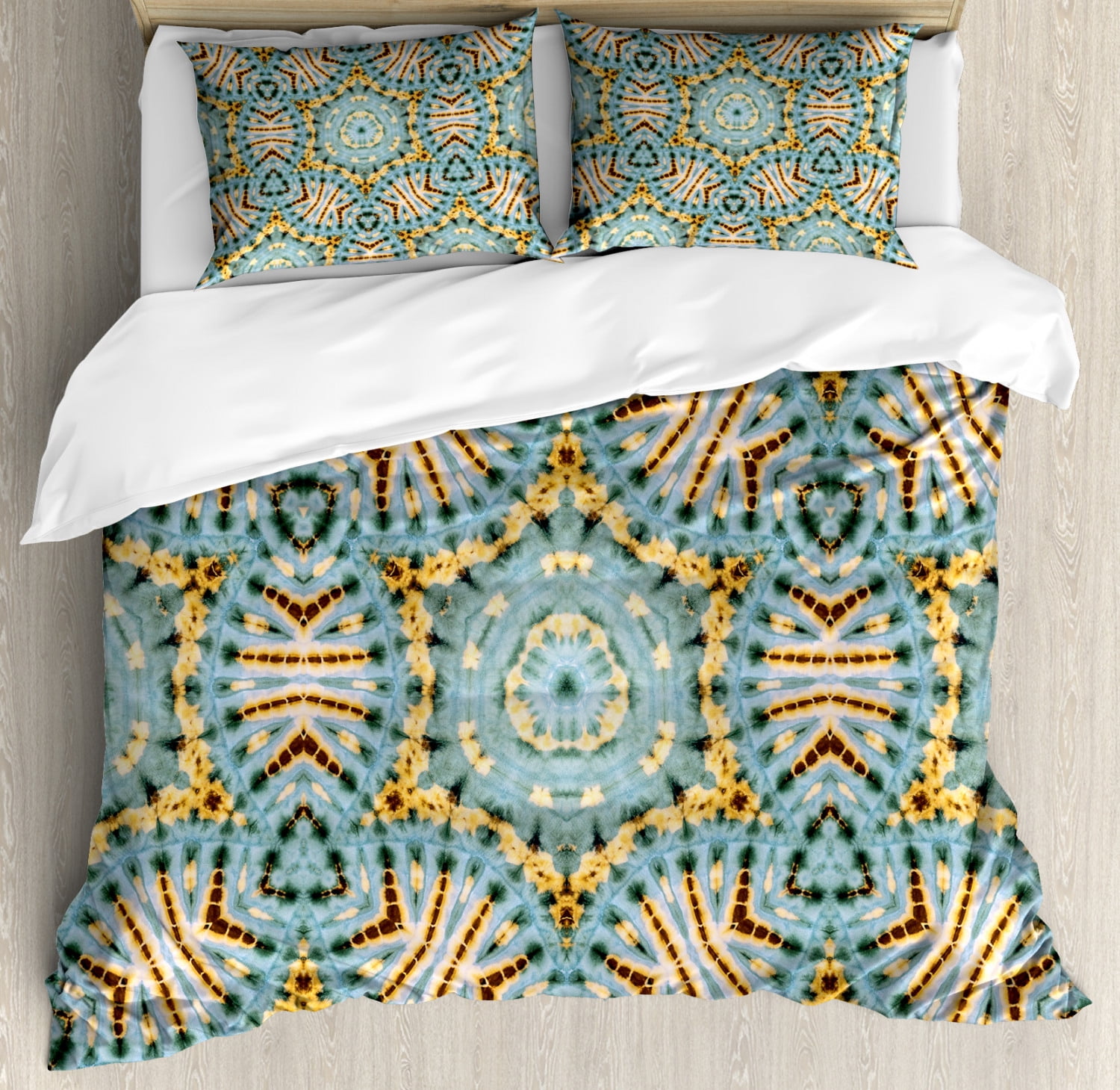 Boho Queen Size Duvet Cover Set, Tribal Boho Pattern with Odd Geometric ...
