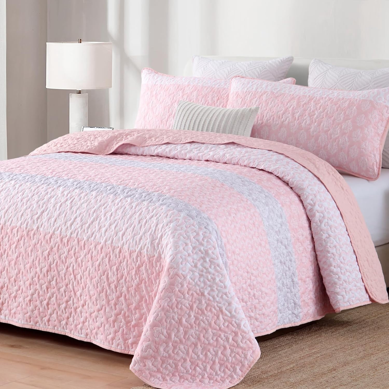Boho Quilt Set King Size Aqua Bohemian Quilt Bedding Set Striped ...