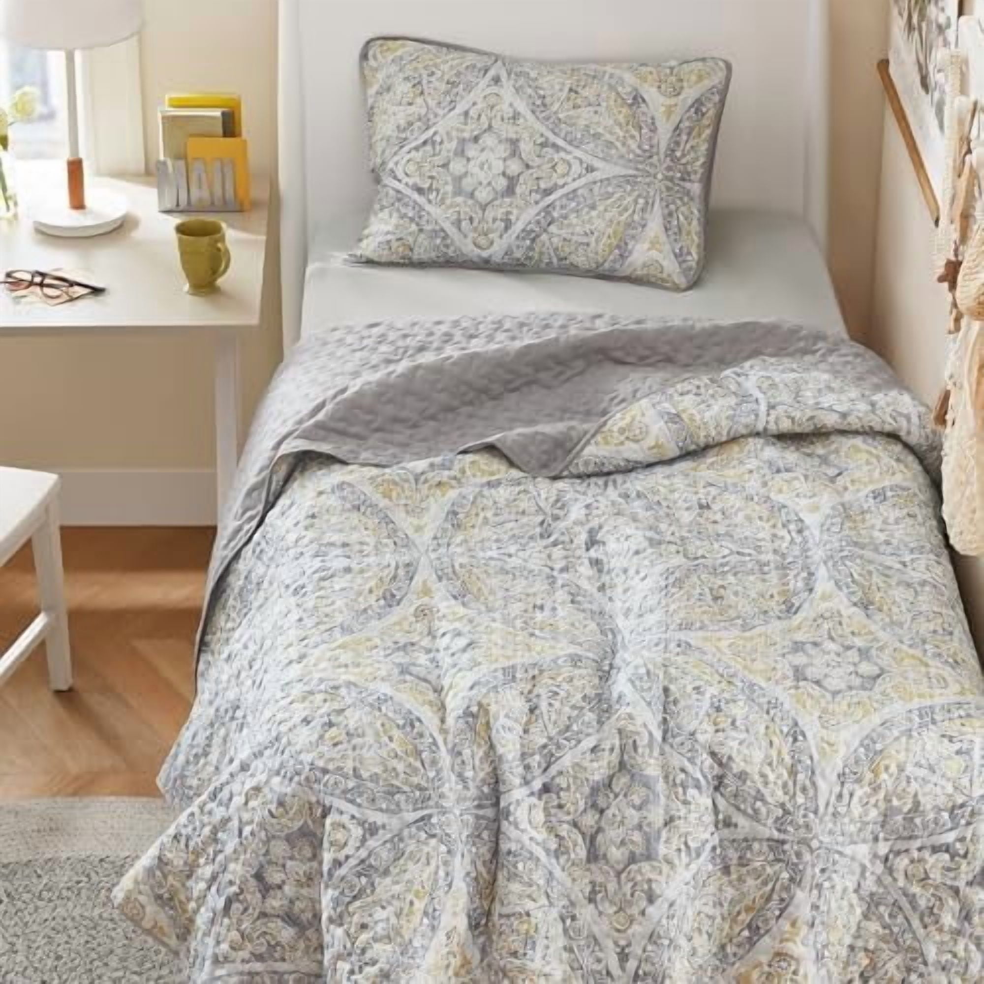 Boho Quilt Set Twin Reversible Vermicelli Quilting Twin Size Bed, All ...