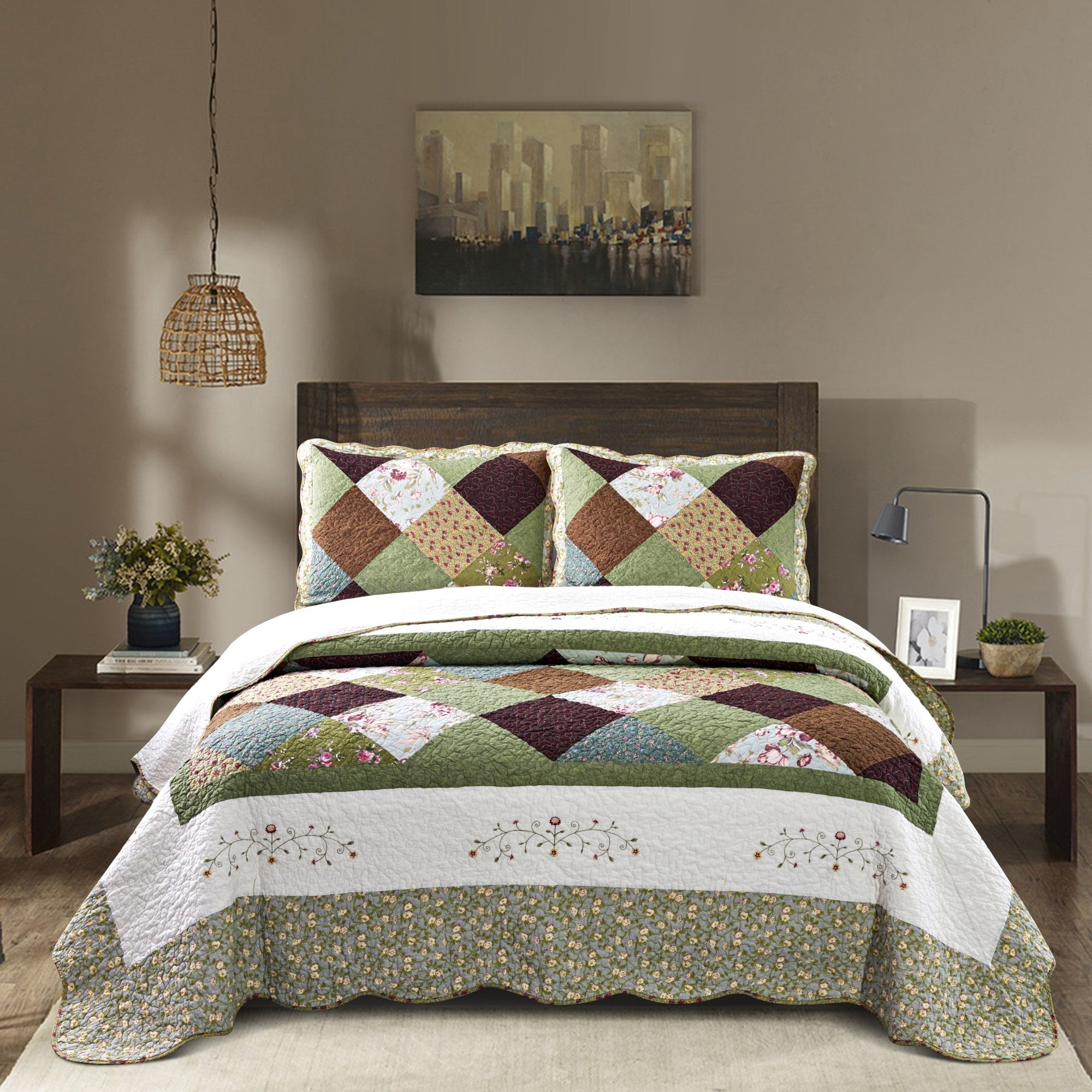 Boho Quilt with Decorative Print Patchwork - Walmart.com