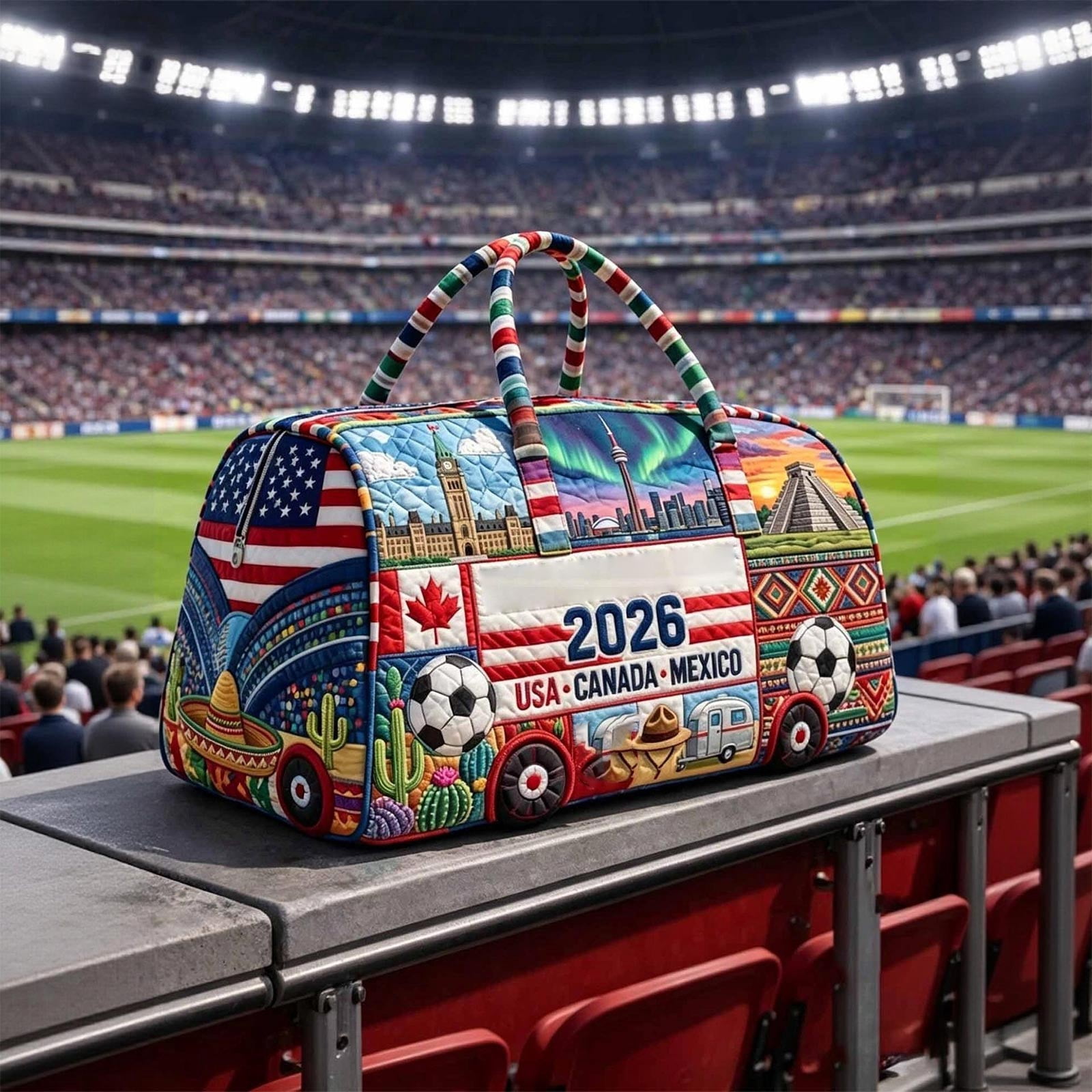 Boho Quilted Duffle Bag for Women, Hippie Van Football Game Print ...