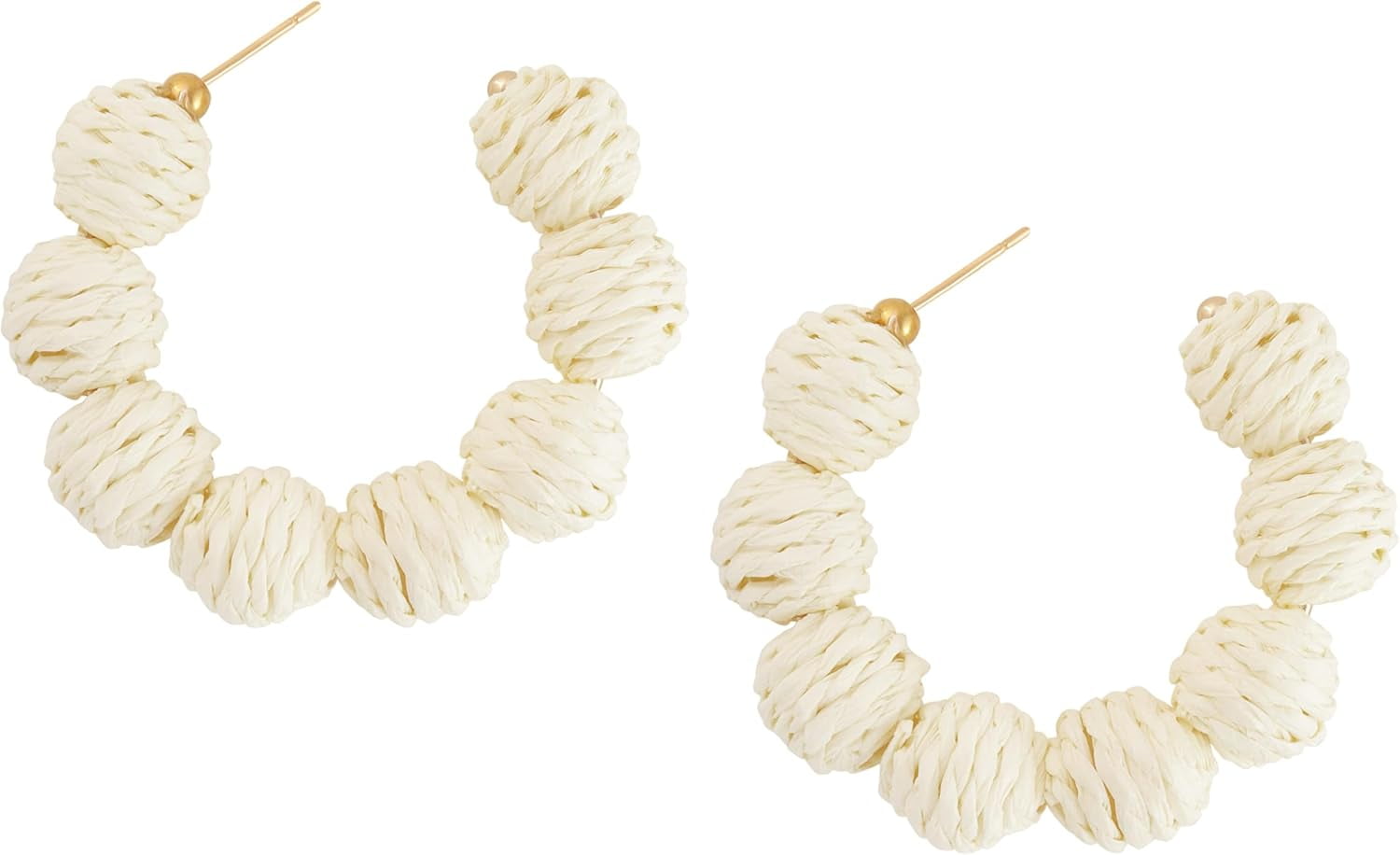 Boho Raffia Open Hoop Earrings, Rattan Beaded Earrings, Vintage Bohemian Hippie Summer Statement ...