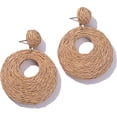 Boho Raffia Statement Circle Earrings - Cute Round Dangle Summer ...