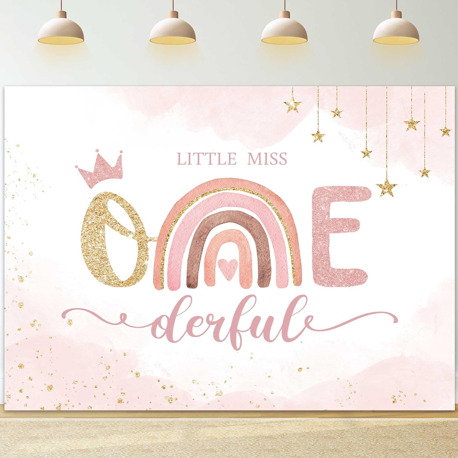 Boho Rainbow 1st Birthday Backdrop Feet Little Miss Onederful Girl ...