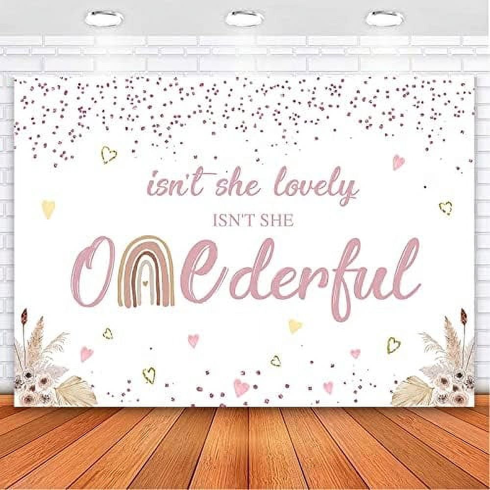 Boho Rainbow 1st Birthday Backdrop Isn;t She Lovely Isn;t She Onederful ...